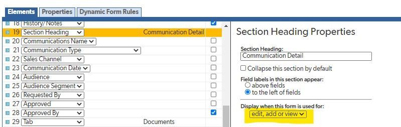 Dynamic Form Rules Showing Section/fields - works on form edit but not ...