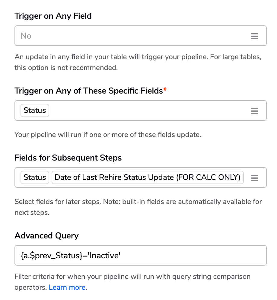 Pipeline Query Trigger On Change From Specific Value | Qrew Discussions