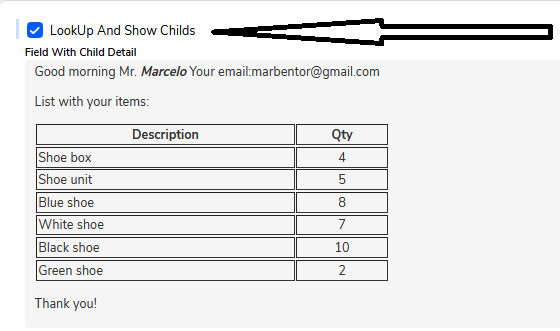 Show child table record's on field | Qrew Discussions