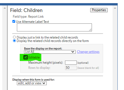 How to make an embedded report editable on the new form | Qrew Discussions