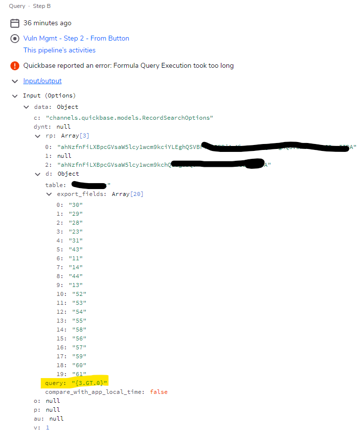 Pipeline error: Formula Query Execution took too long | Qrew Discussions