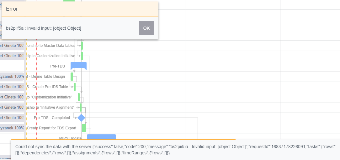 Gantt Plugin - Save Error - How to solve it? | Qrew Discussions