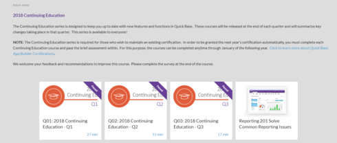 QuickBase Certification: Continuing Education Requirements (Reporting 201 Solve Common Reporting ...