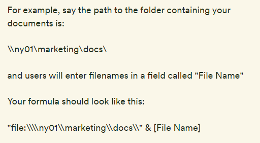 Re: Can you use a URL field to add a link to a shared file on a network? | Qrew Discussions